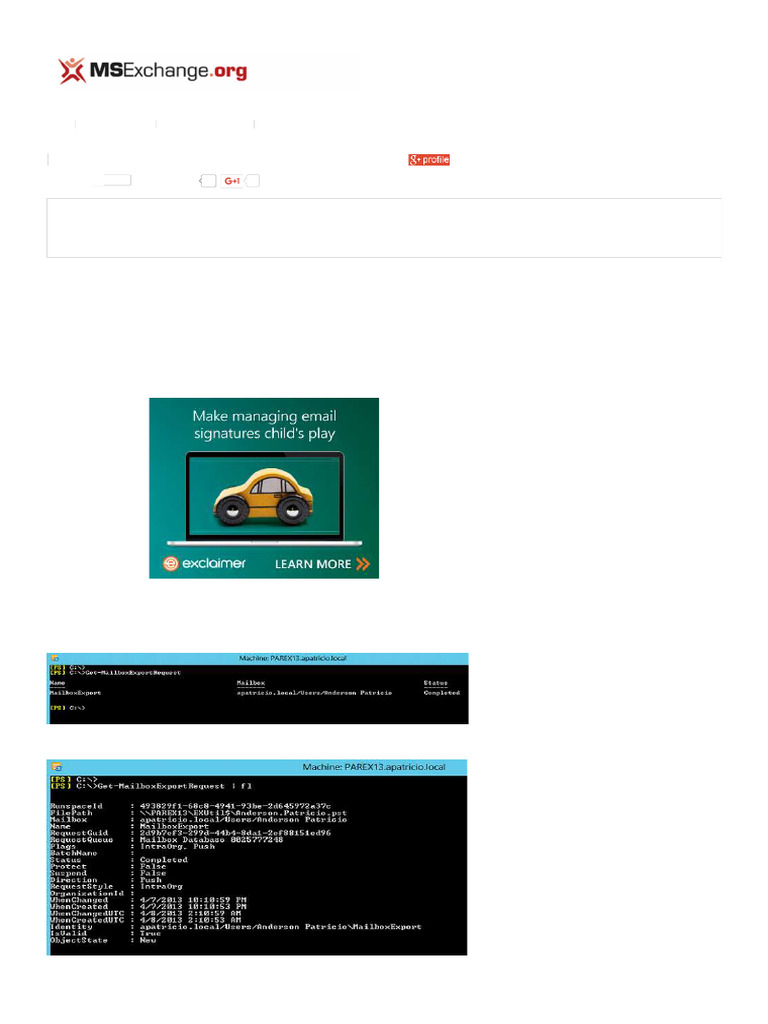 Exchange 2013 PST Management Guide | PDF | Computing | Microsoft Windows