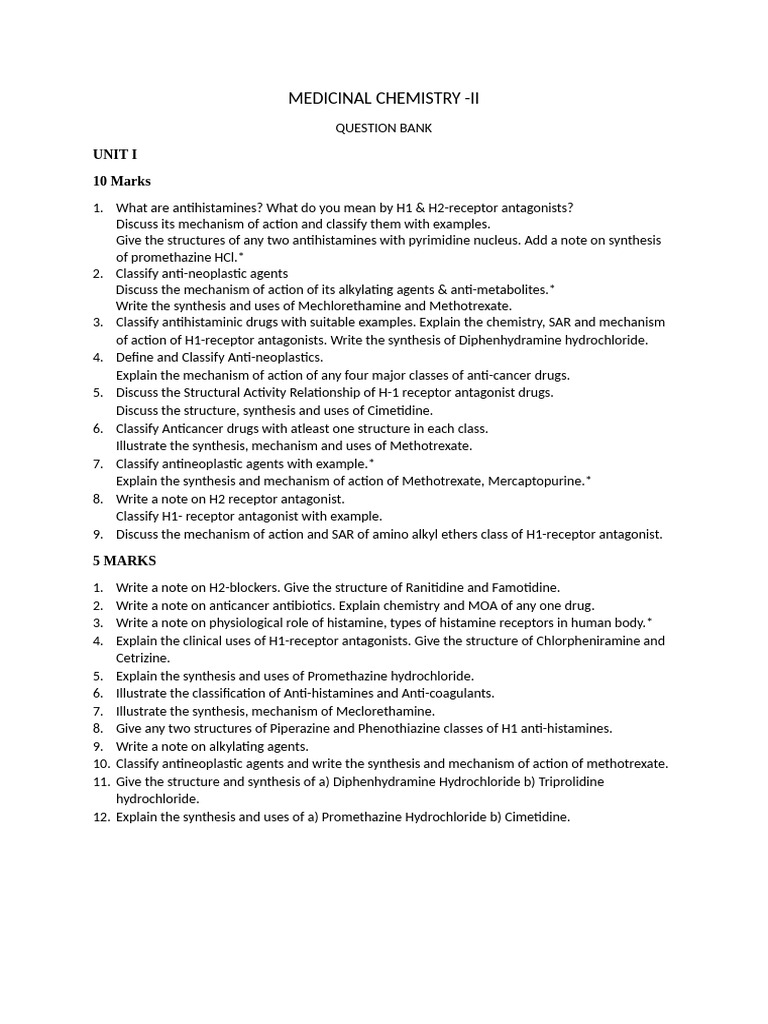Medicinal Chemistry-II QB | PDF | Drugs | Pharmacology