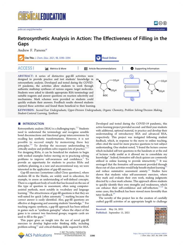 ? Exciting Teaching Methods in Retrosynthetic Analysis ? | PDF | Organic Synthesis | Chemical ...