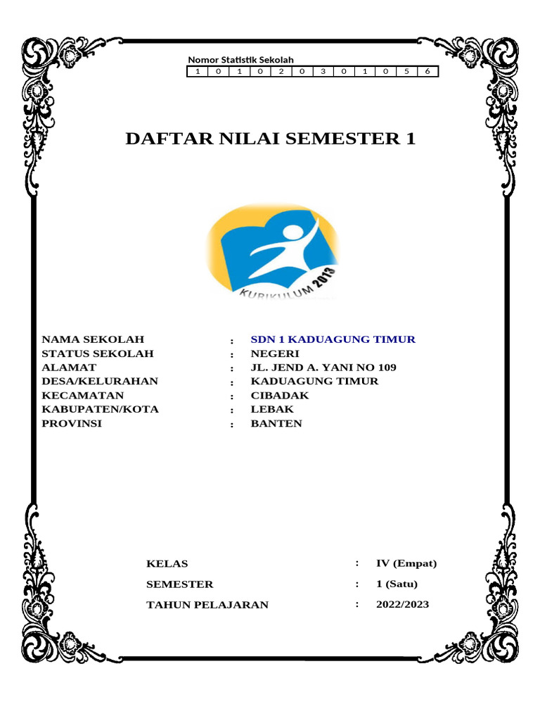 Daftar Nilai Kelas Iv 2024 Pdf