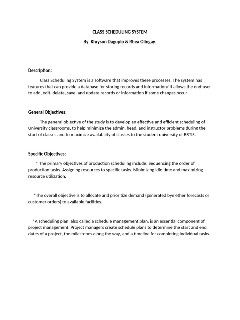 Class Scheduling System | PDF