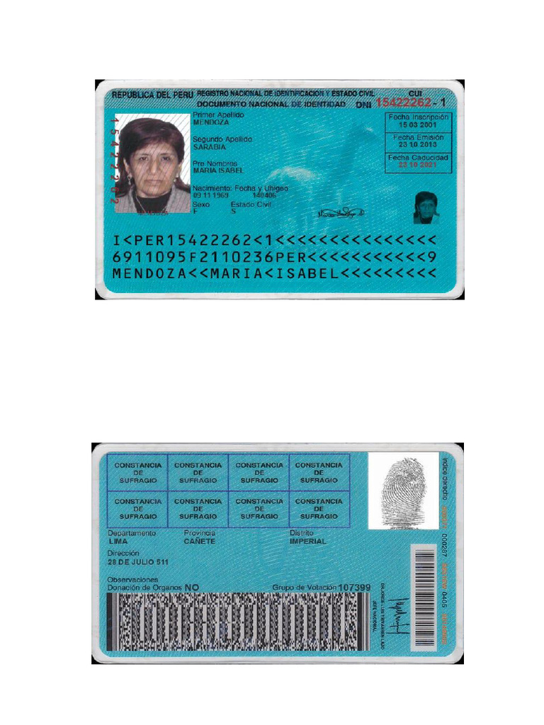 DNI - MARIA ISABEL MENDOZA | PDF