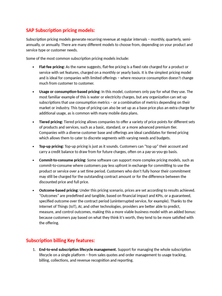 SAP Subscription Pricing Models Overview | PDF | Subscription Business ...