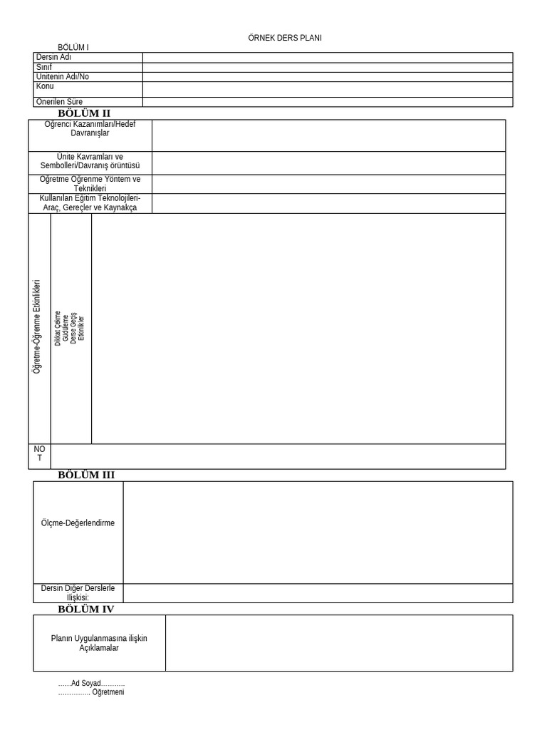 Ornek Ders Plani 1 | PDF