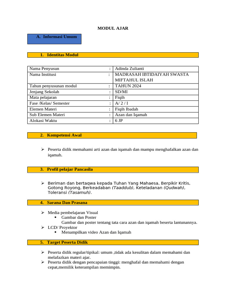 MODUL AJAR Adinda | PDF