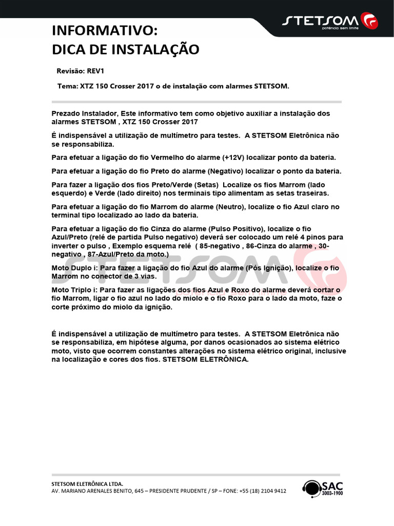 XTZ 150 Crosser 2107 | PDF