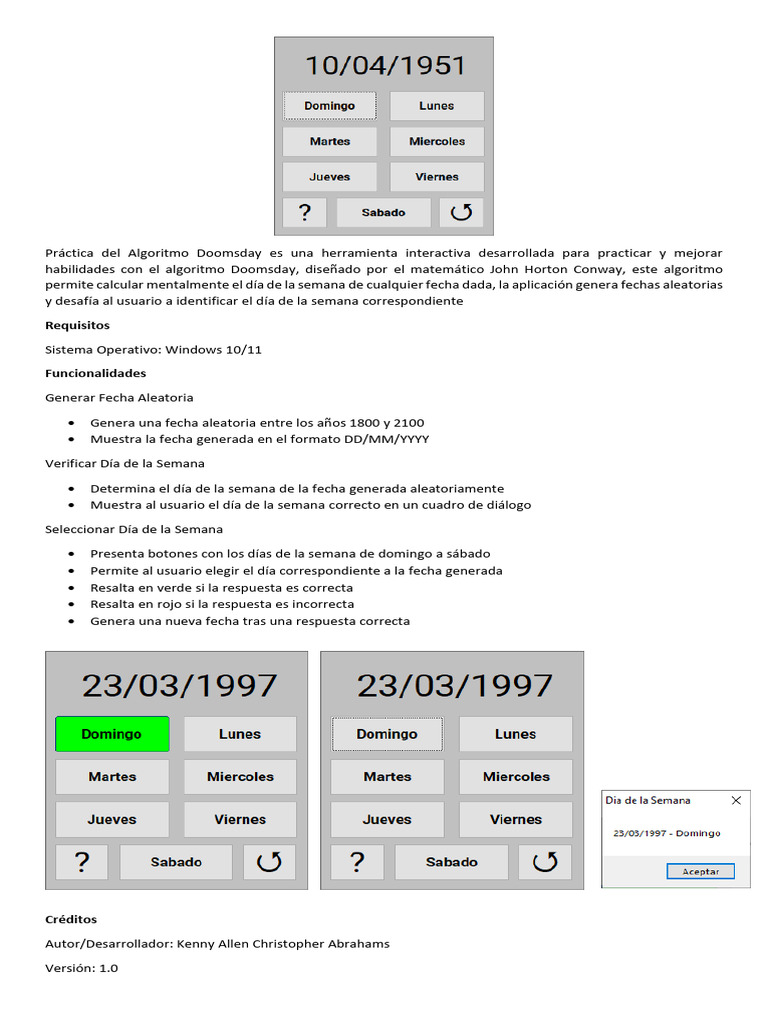 Practica Algoritmo Doomsday Info | PDF