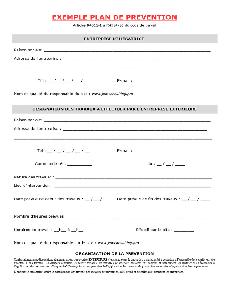 Exemple de Plan de Prévention | PDF | Sécurité