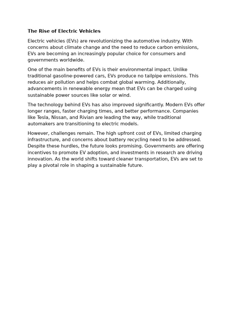 The Rise of Electric Vehicles | PDF