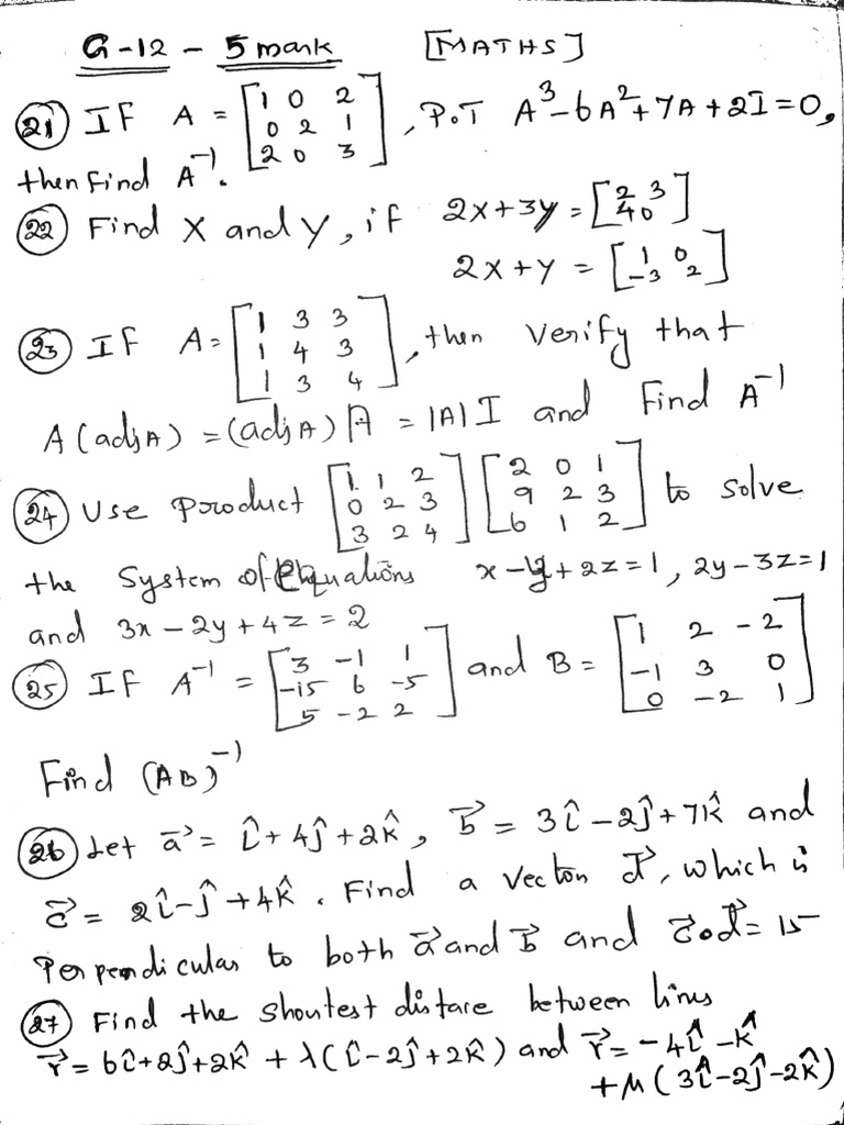 G12 Math 5 Mark Revision Questions Part 2 | PDF