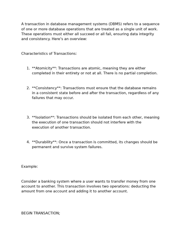 DBMS Transactions Explained | PDF