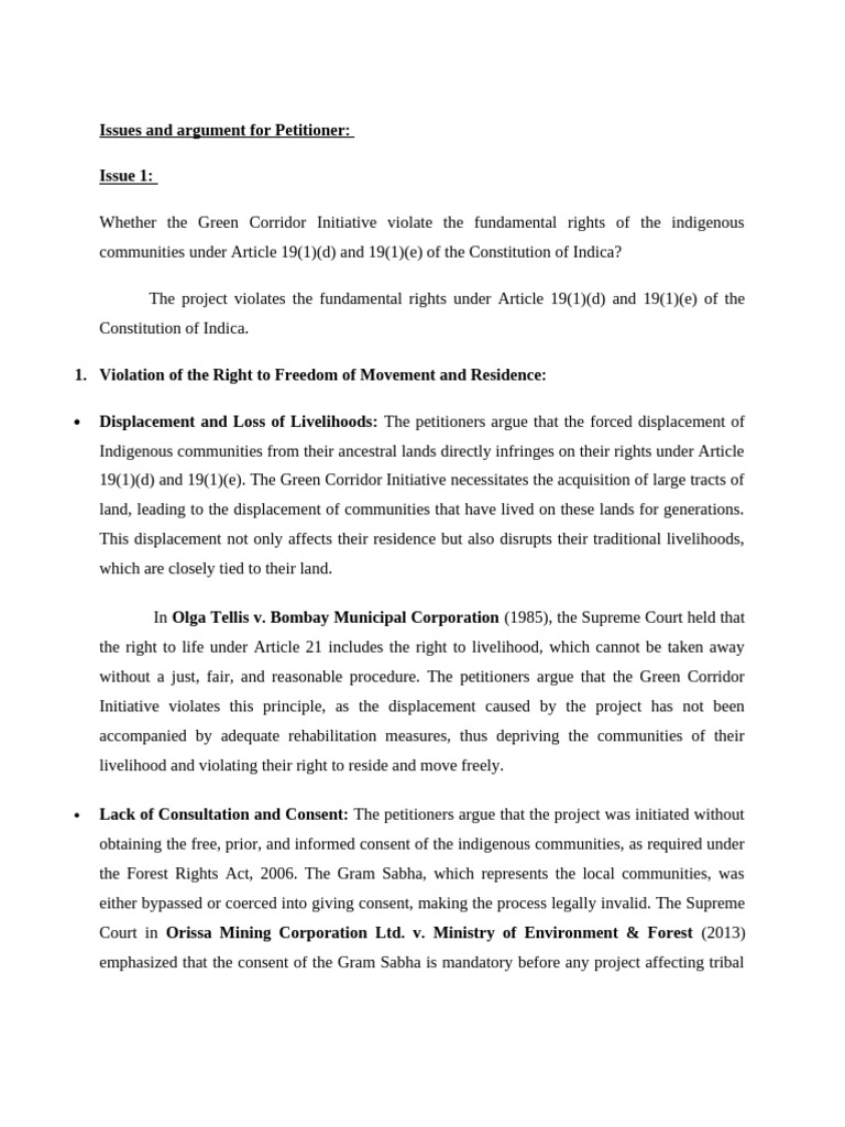 Issues and argument for Petitioner | PDF | Environmental Impact ...
