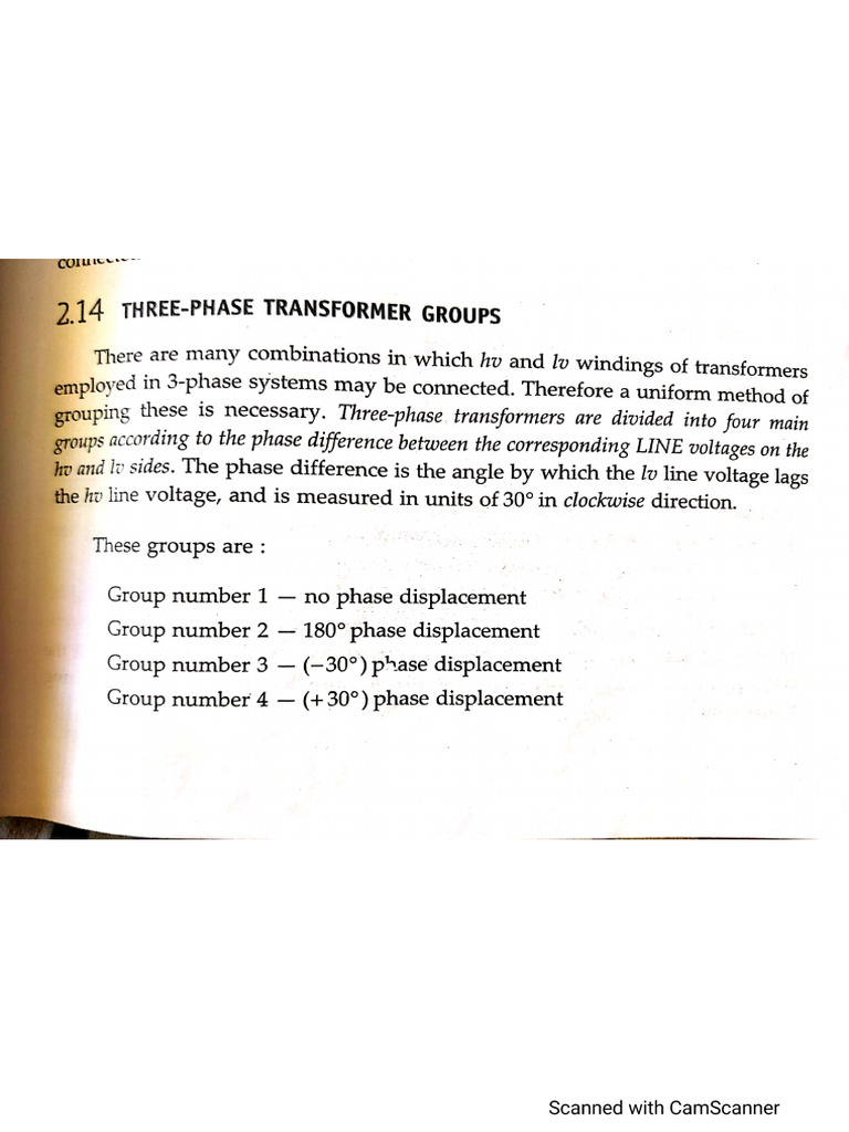Three phase transformer groups and connections | PDF