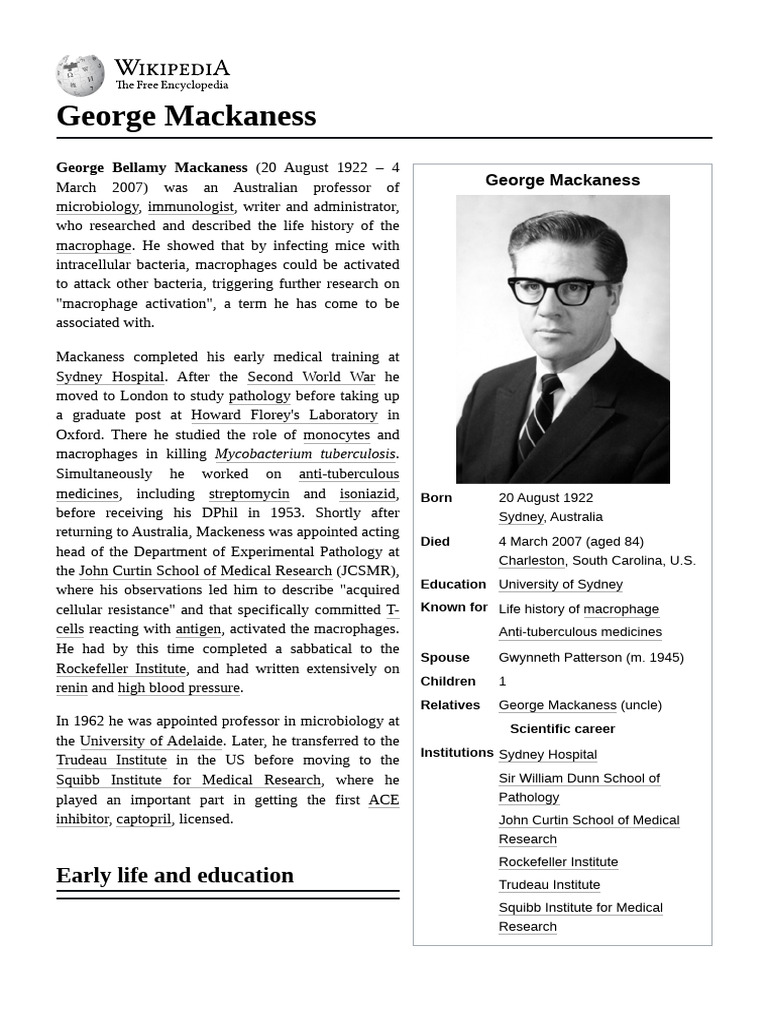 George_Mackaness | PDF | Medical Specialties | Clinical Medicine
