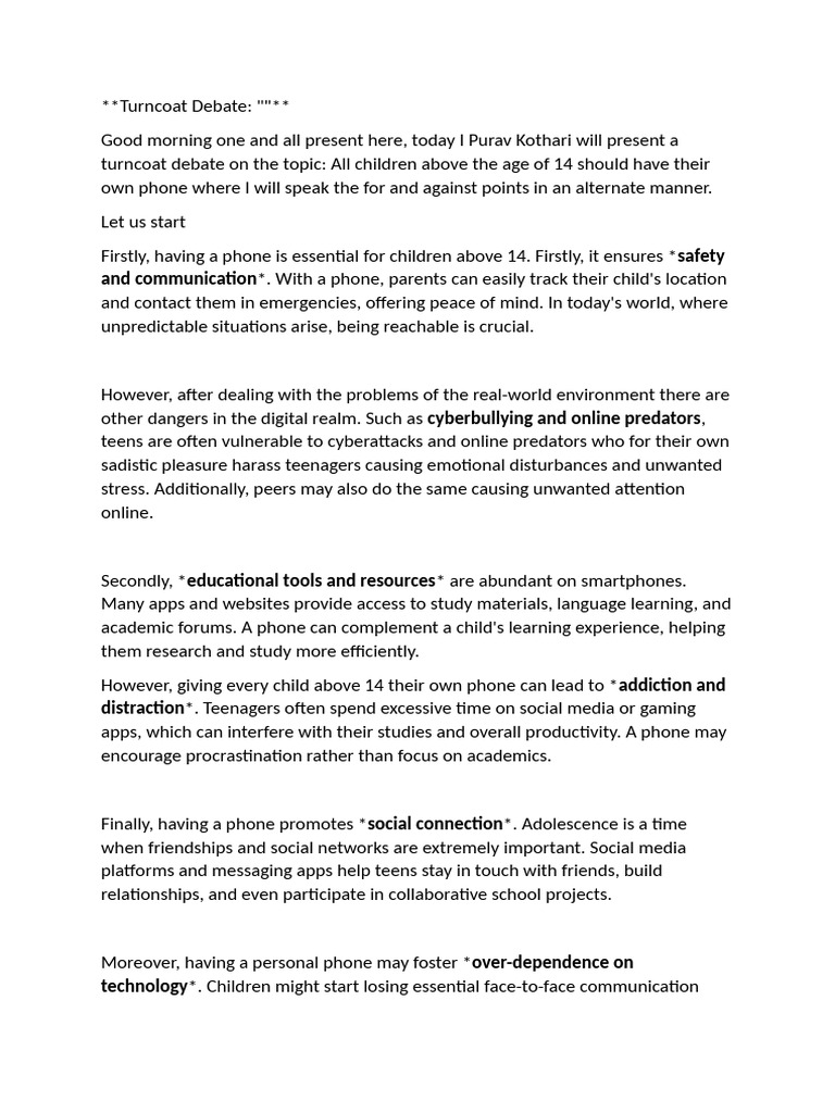 Turncoat Debate | PDF | Adolescence | Social Media