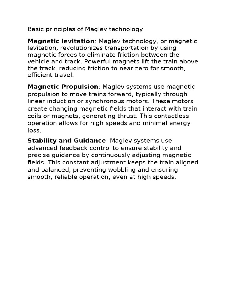 Basic Principles of Maglev Technology | PDF