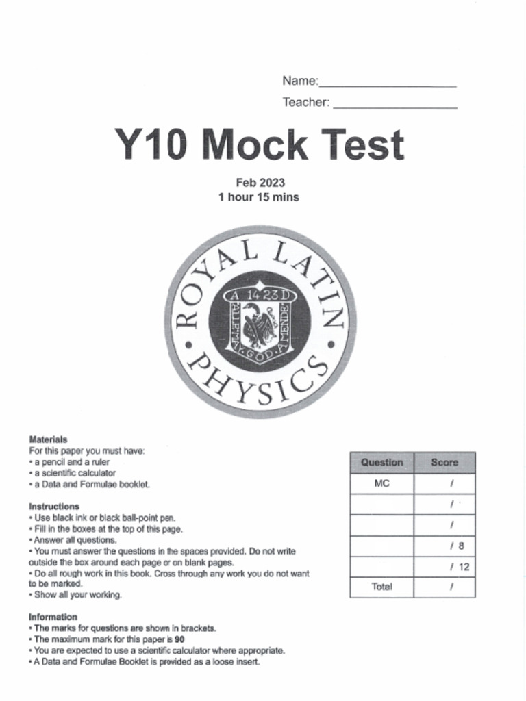 Year 10 Mock Final Paper | PDF