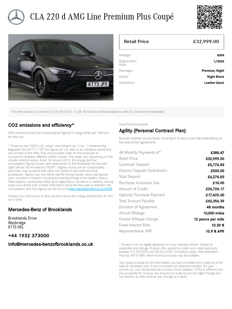 2024 Mercedes CLA 220 d AMG Line Coupe | PDF | Fuel Economy In ...