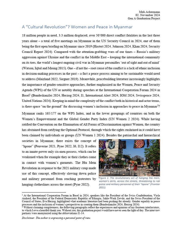 Mali Ackermann - A "Cultural Revolution"? Women and Peace in Myanmar ...