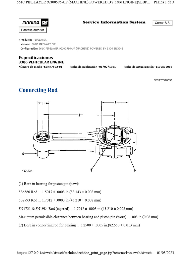 3306pc biela espec | PDF | Piston | Mechanical Engineering