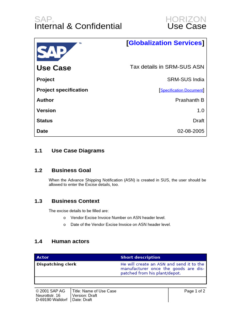 Tax details in SRM-SUS ASN | PDF | Use Case | Computer Science