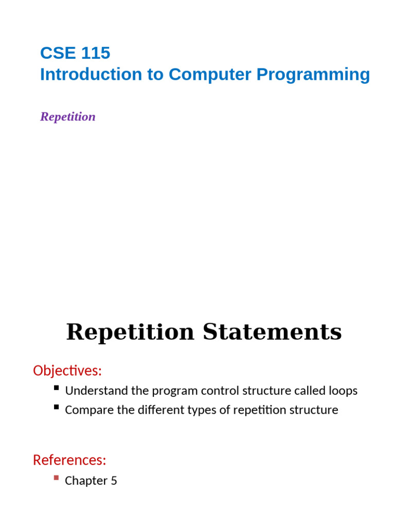 Chapter5 Repetition Nva | PDF | Control Flow | Computer Programming