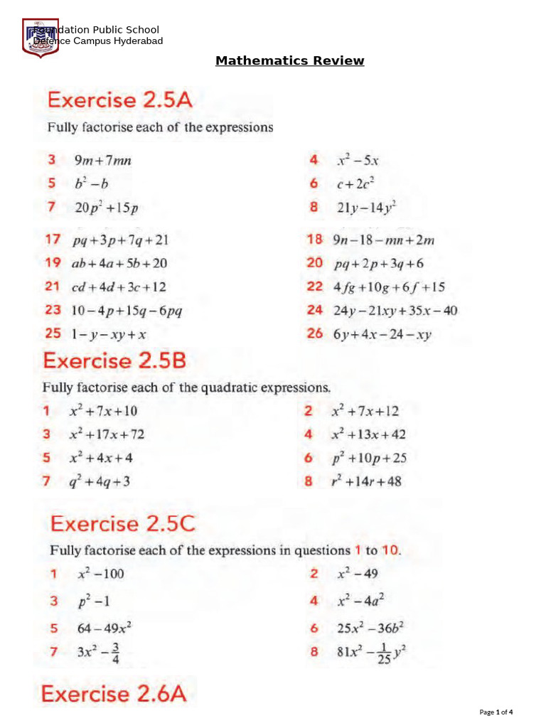 Math Review O1 | PDF