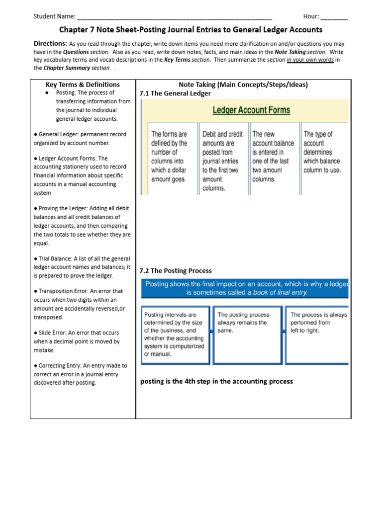Chapter 7 Note Sheet Student | PDF | Debits And Credits | Financial ...