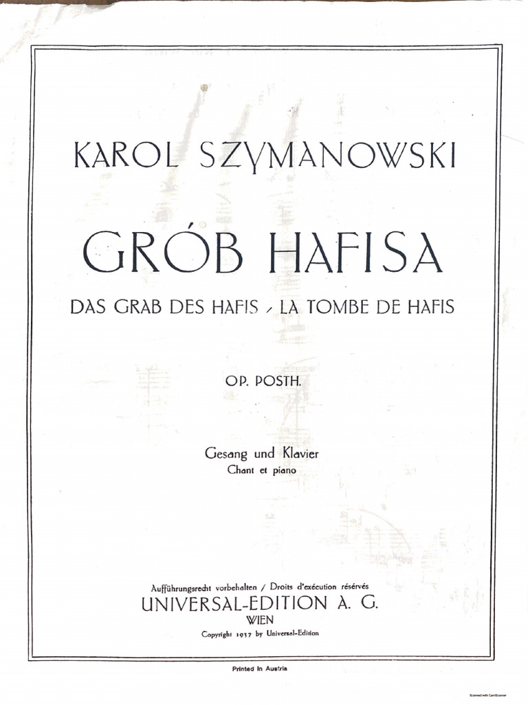 Szymanowski - The tomb of Hafis (Grób Hafisa) | PDF