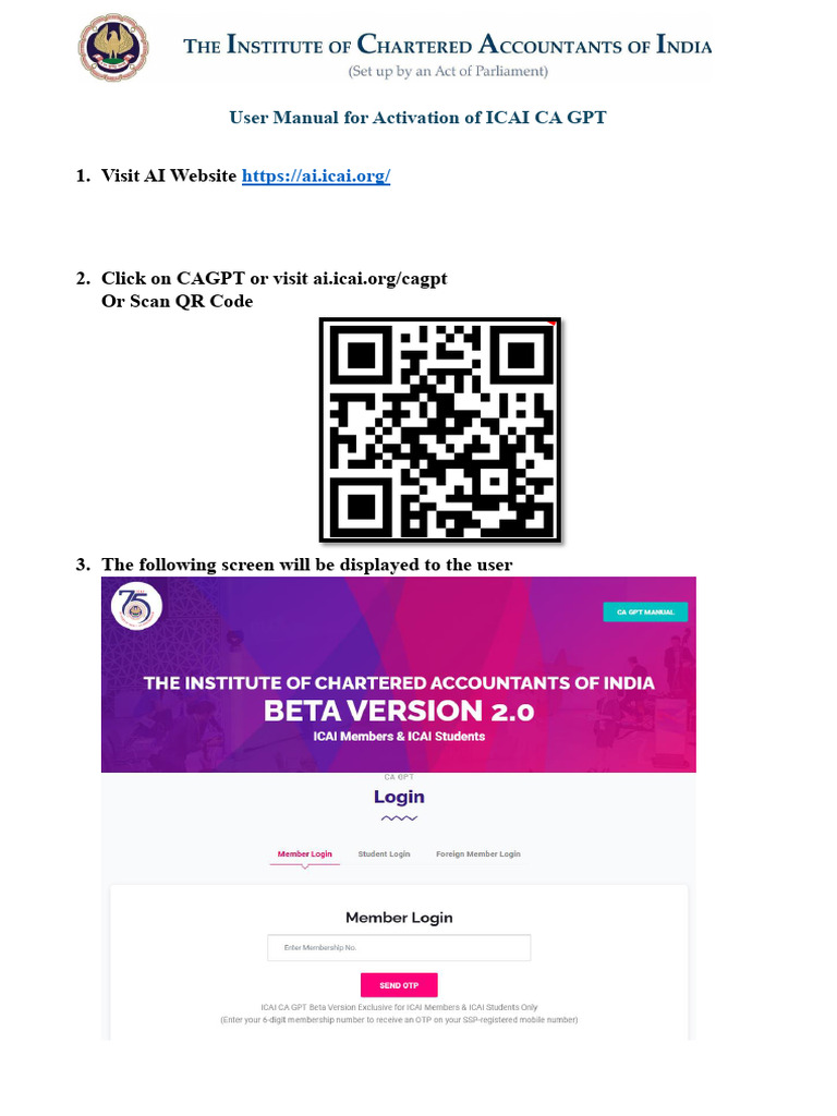 User Manual For Activation of ICAI CA GPT 20 | PDF | Computing