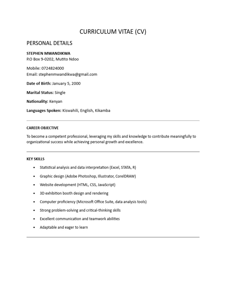STEPHEN MWANDIKWA CURRICULUM VITAE | PDF