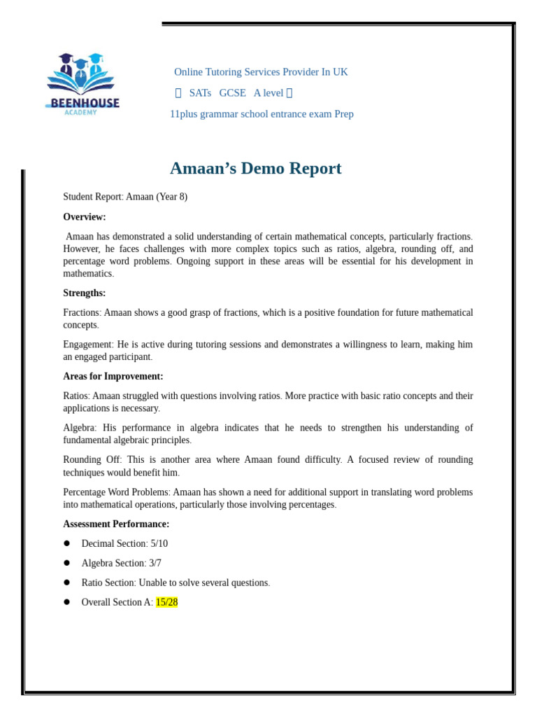Amaan's Demo report | PDF