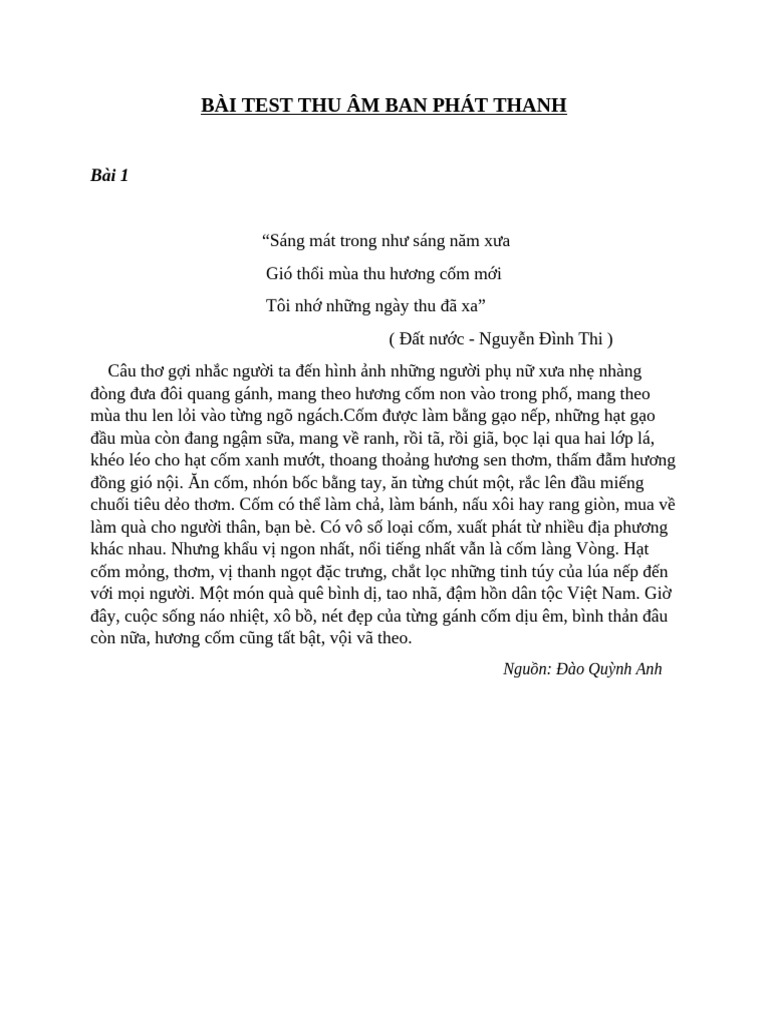 Bài Test Thu Âm Ban Phát Thanh-1 | PDF
