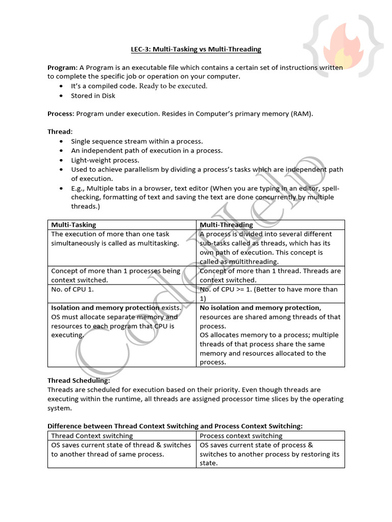 Lec-3 | PDF | Process (Computing) | Thread (Computing)