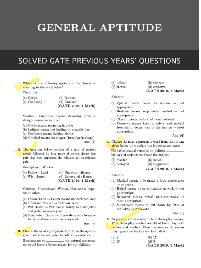 GATE Aptitude PYQ's | PDF