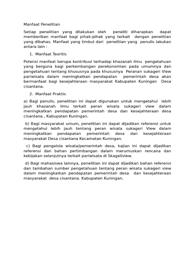 Manfaat Penelitian | PDF
