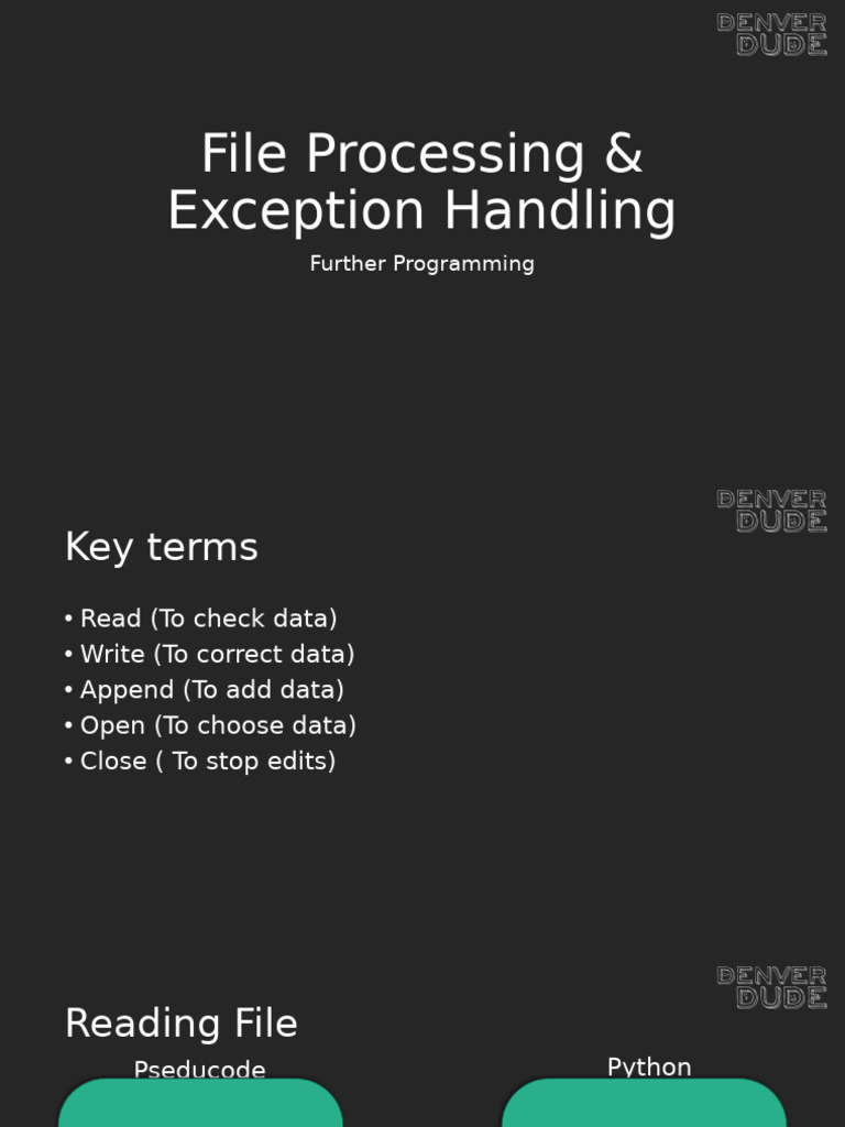 File Processing & Exception Handling - A Level | PDF