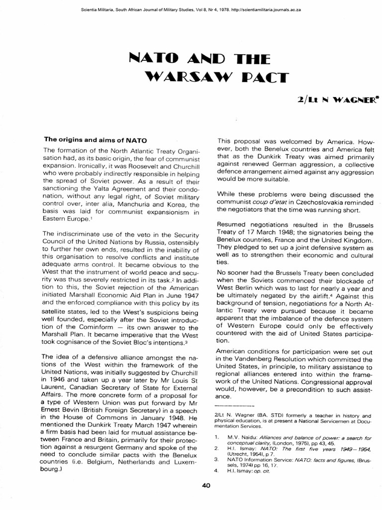 NATO and Warsaw Pact Origins Explained | PDF | Warsaw Pact ...