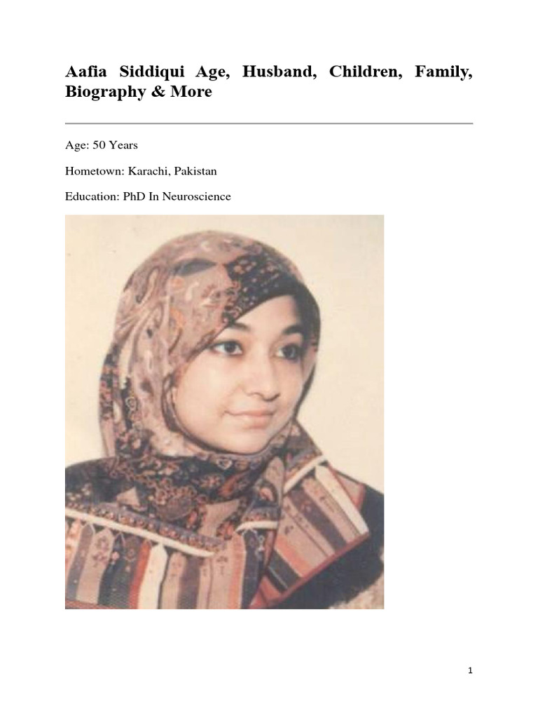 Aafia Siddiqui Age Husband Children Family | PDF