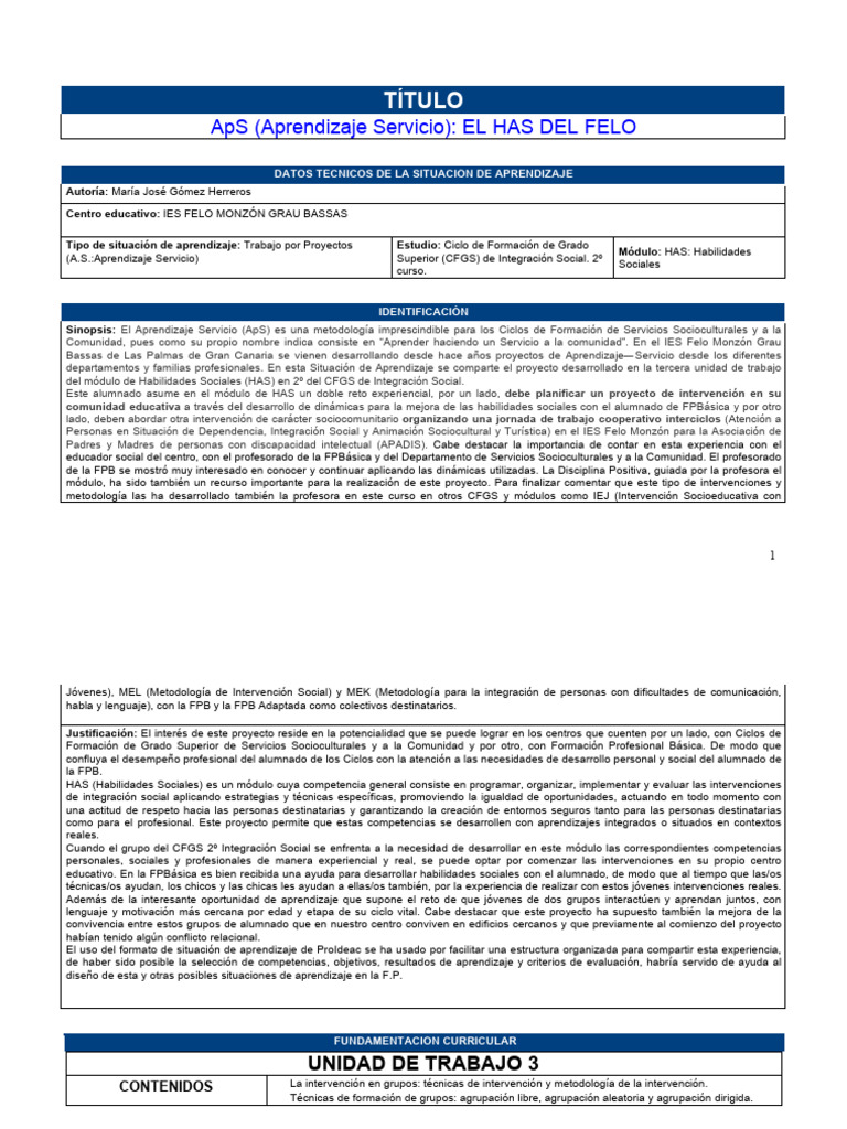 HHSS Aprendizaje Servicio | PDF | Evaluación | Aprendizaje