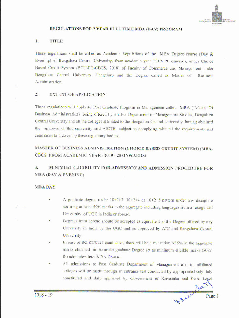 MBA (Day) Syllabus 19.9 | PDF