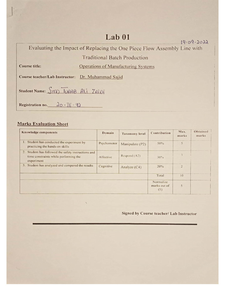 OMS lab 01 handwritten | PDF