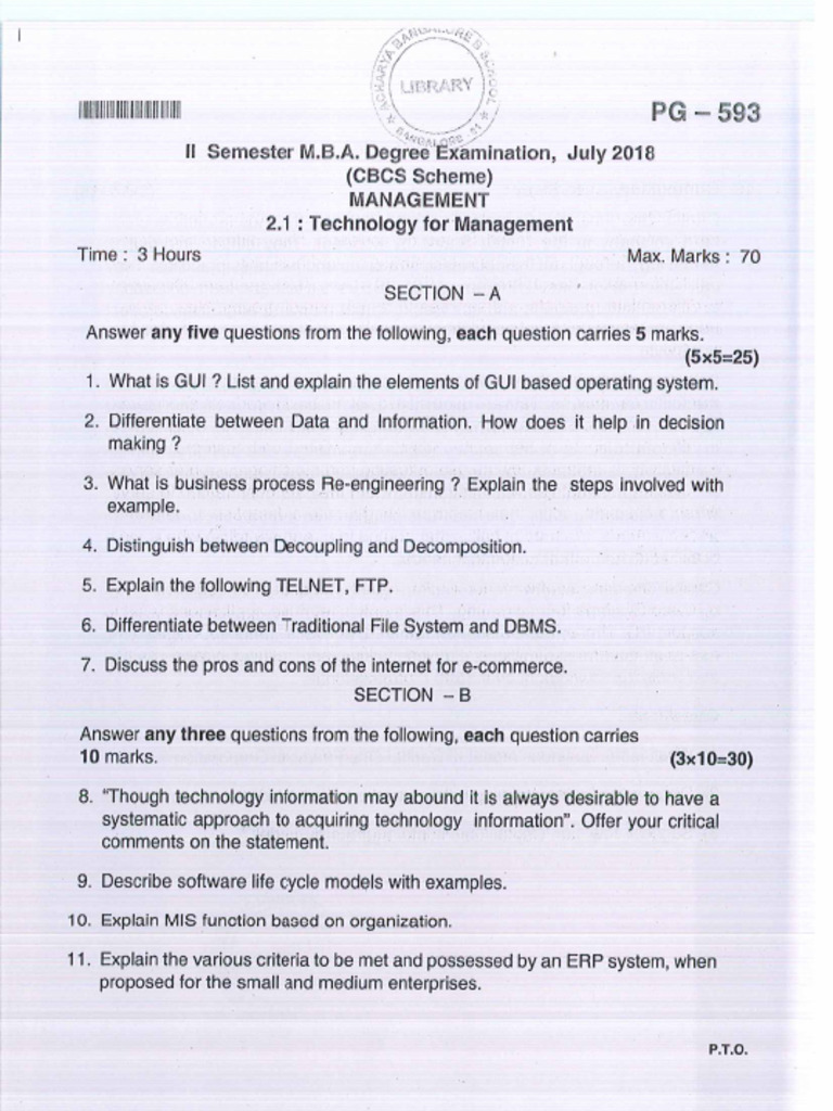 2nd Sem MBA (BU) CBCS July-2018 | PDF