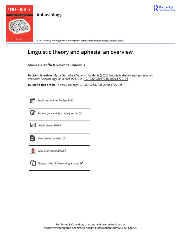 Linguistic Theory and Aphasia An Overview | PDF | Syntax | Clause