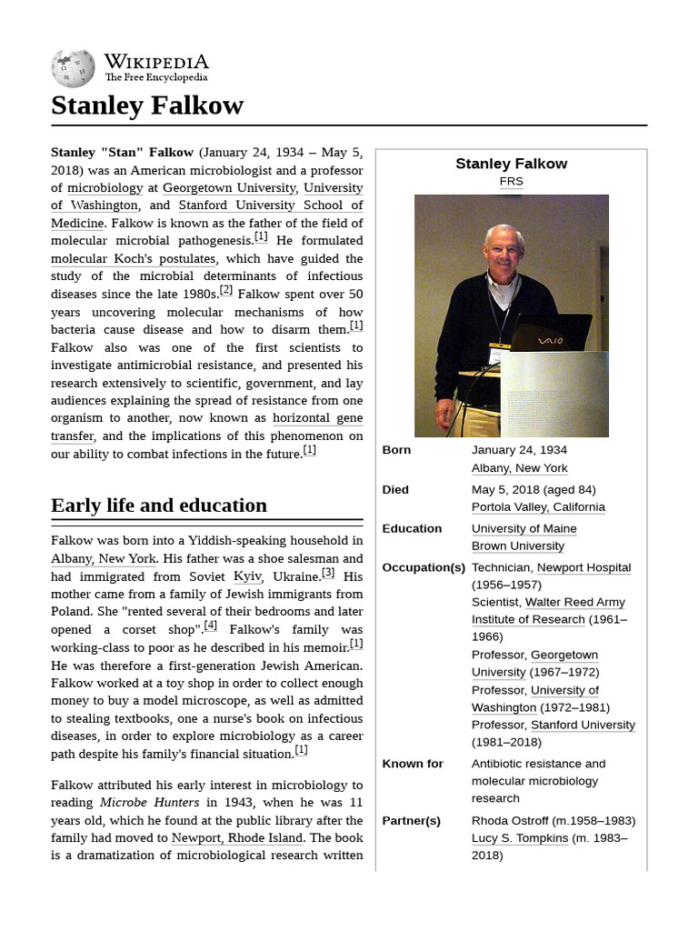 Stanley_Falkow | PDF | Biology | Microbiology