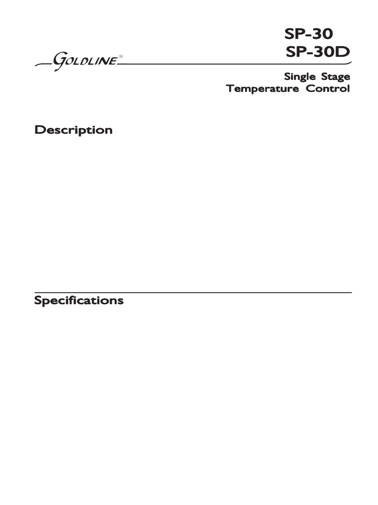 Goldline SP30 - SP30D Product Manual | PDF | Relay | Electrical Wiring