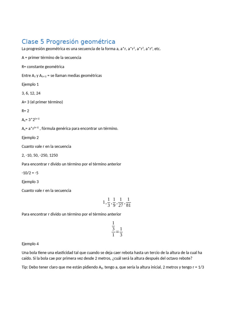 clase 4 progresion geometrica-1 (1) | PDF | Dinero