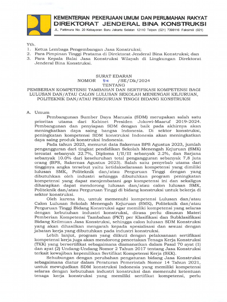 SE Dirjen Binkon No.54 TH 2024 | PDF