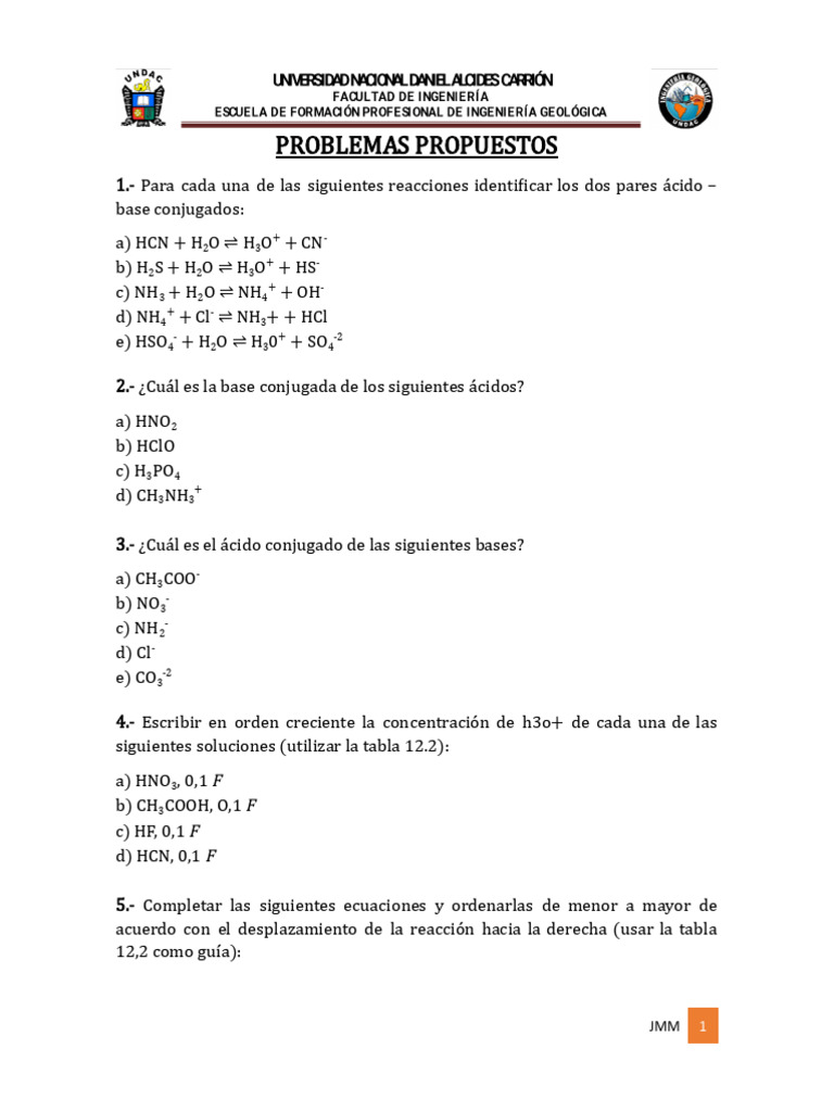 Ejercicios Propuestos - Cido - Base y PH | PDF