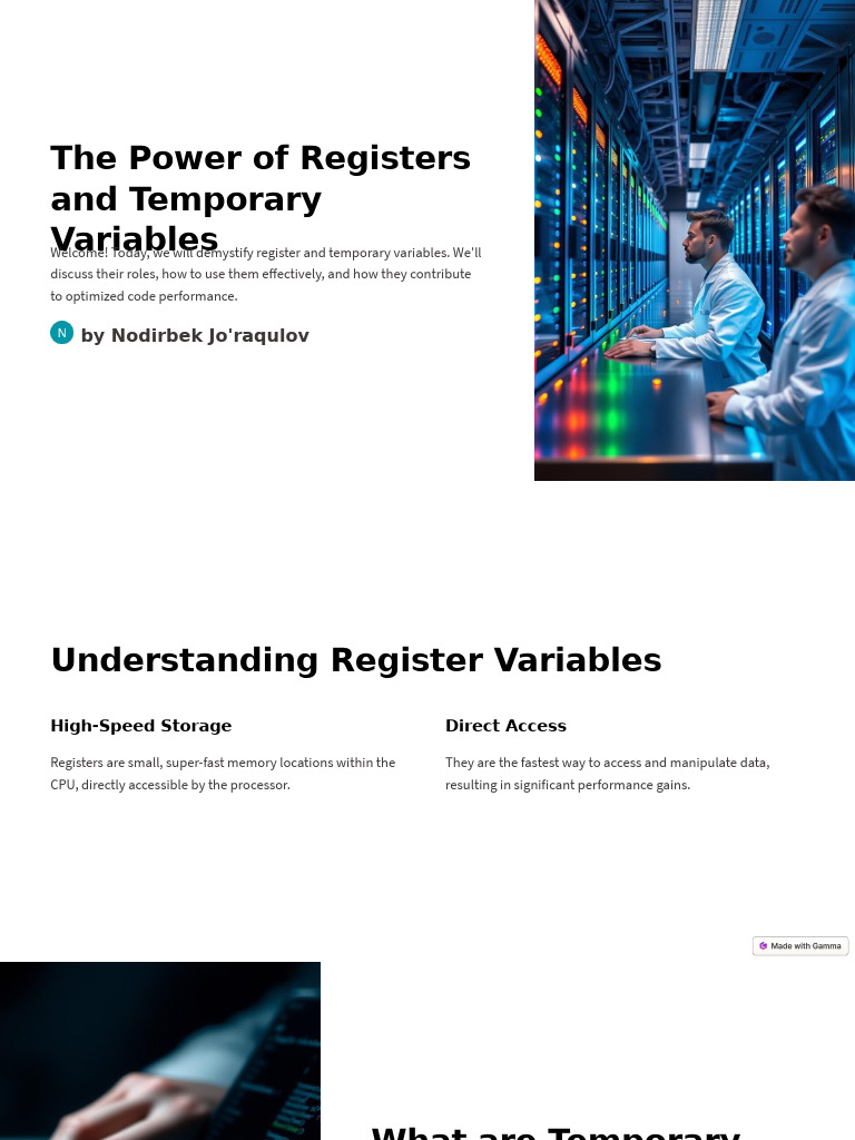 Optimizing Code with Registers & Temp Variables | PDF | Variable ...